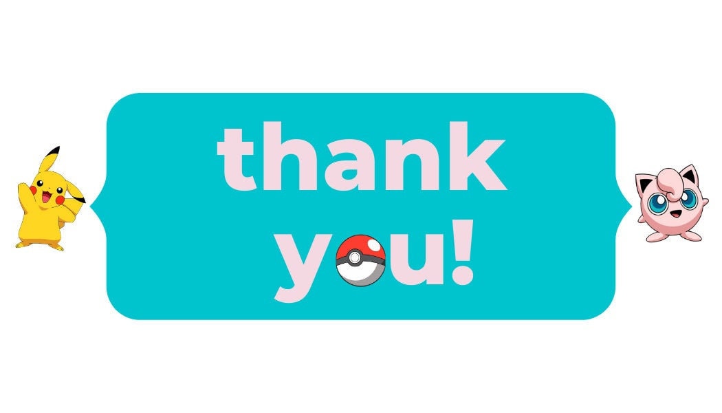 Pikachu and Jigglypuff Thank You Tag - Etsy