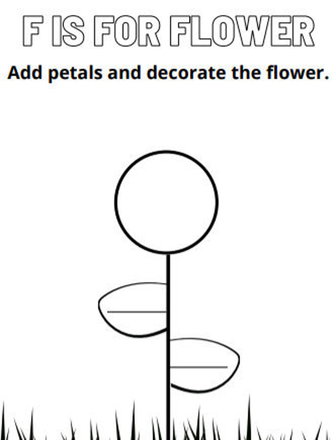 F is for Flower Learning Coloring Page - Etsy