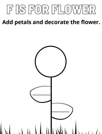 F is for Flower Learning Coloring Page - Etsy