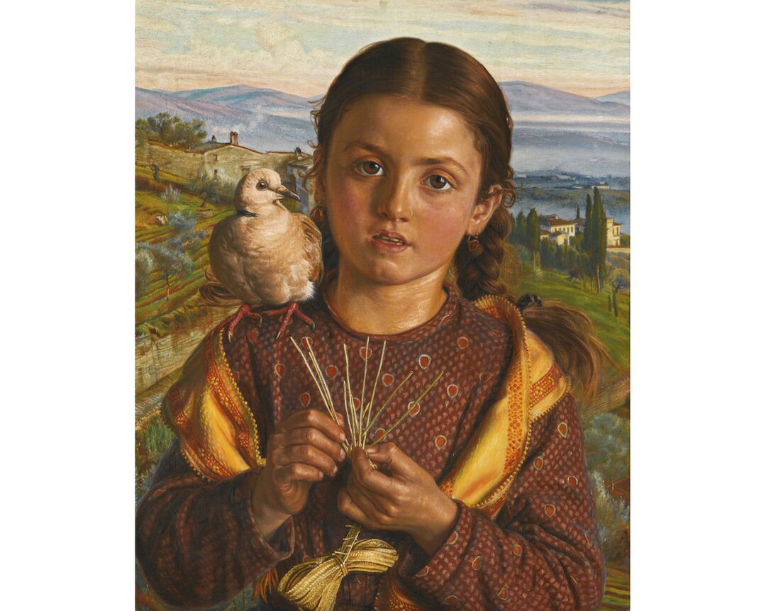 Tuscan Girl Plaiting Straw | William Holman Hunt | 1869 Pre-raphaelite ...