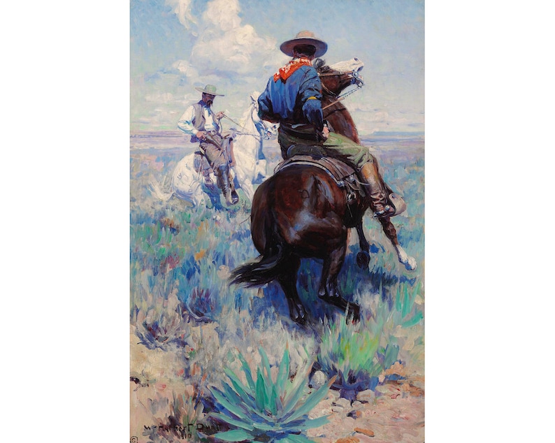 Two Men Met in Grim Defiance William Herbert Dunton 1910 Wild West ...