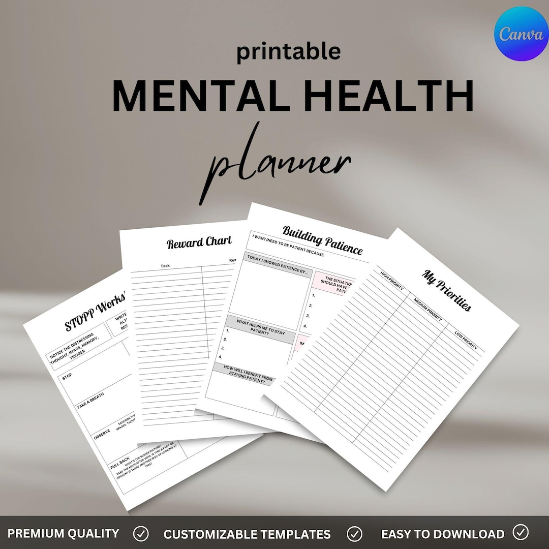 Mental Health Planner - Digital Wellness Journal, Mood Tracker, Self ...