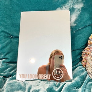 You Look Great Smiley Face Mirror Wall Art Uplifting Words of ...