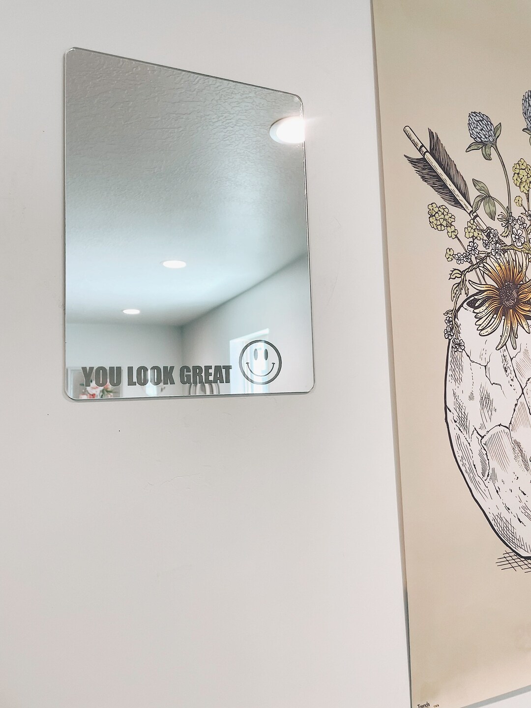 You Look Great Smiley Face Mirror Wall Art Uplifting Words of ...