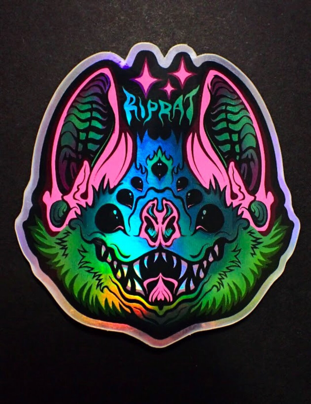 Holographic + UV Alien Bat Sticker - Etsy