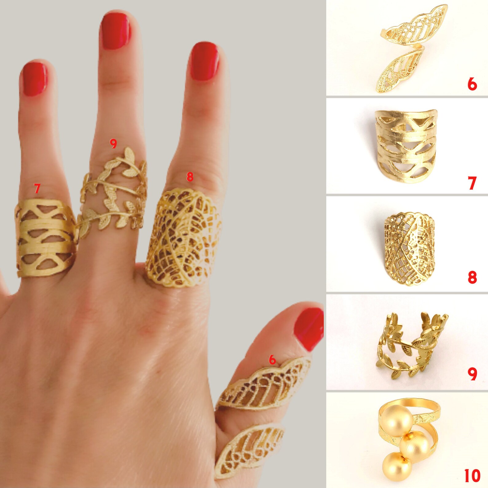 Large Gold Ring Gold Long Ring Oval Wide Leaf Adjustable Gold - Etsy