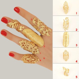 Large Gold Ring Gold Long Ring Oval Wide Leaf Adjustable Gold - Etsy