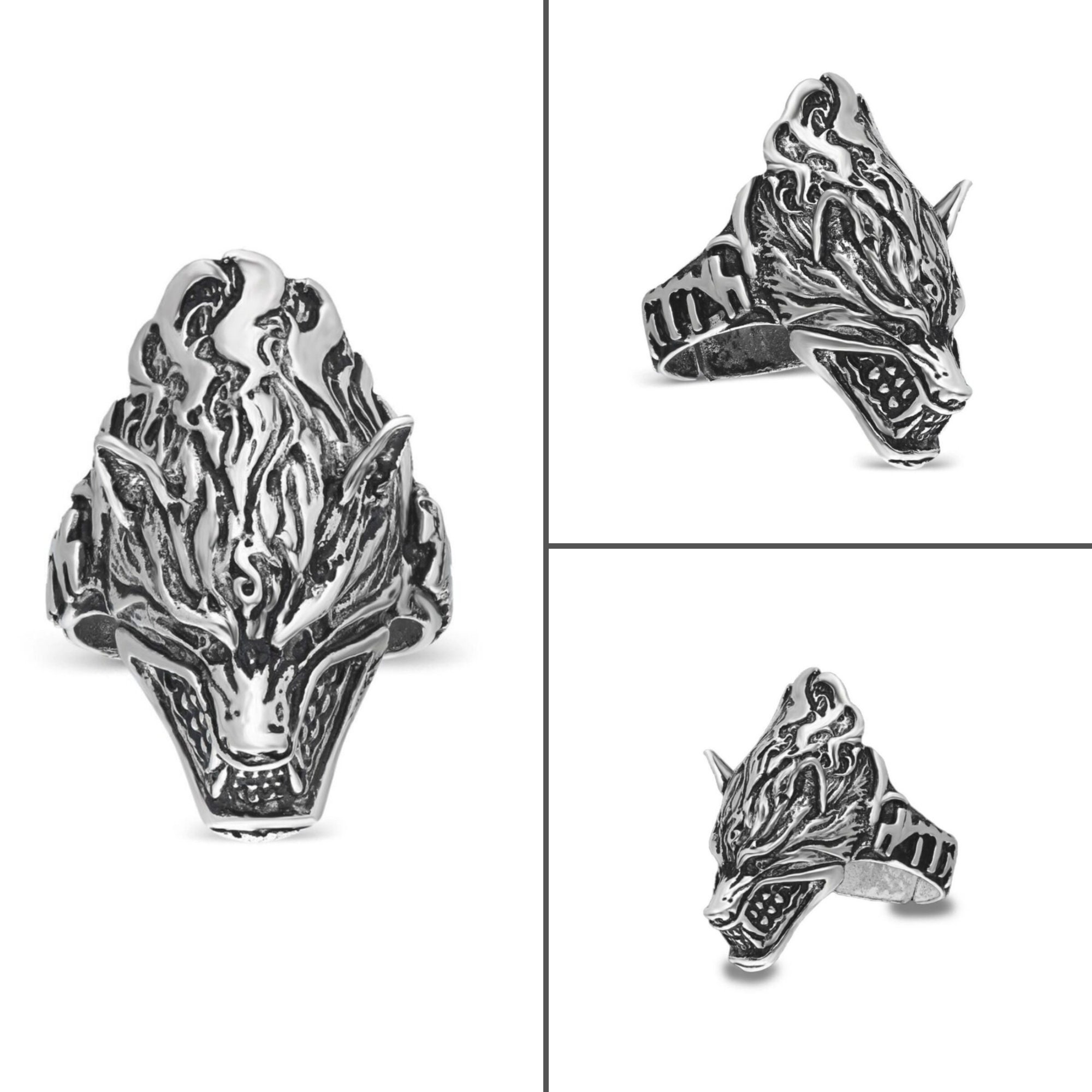 Wolf Sterling Silver Men's Signet Ring Werewolf Ring Wild | Etsy