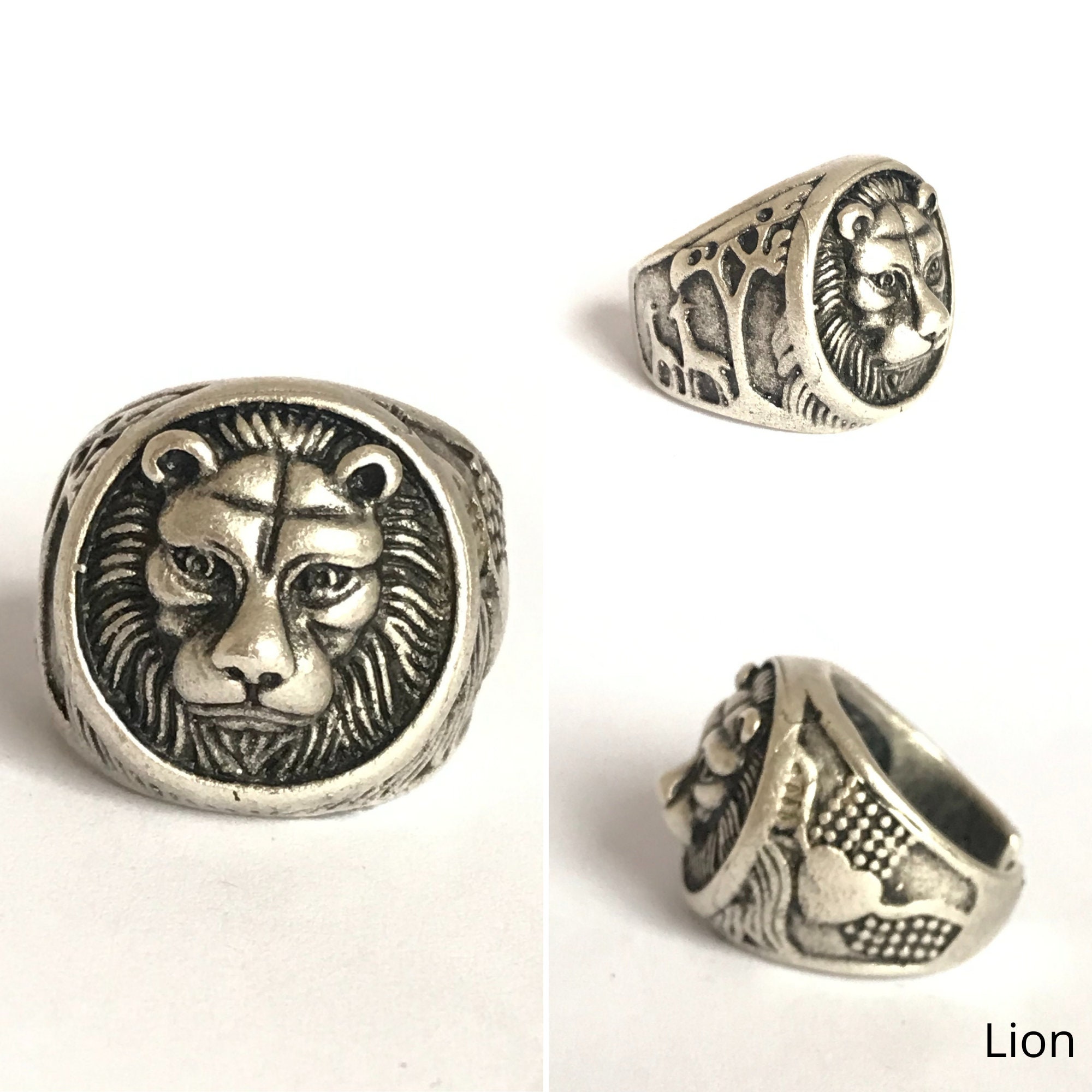 Lion Ring Men Sterling Silver Puma Tiger Adjustable Ring - Etsy UK