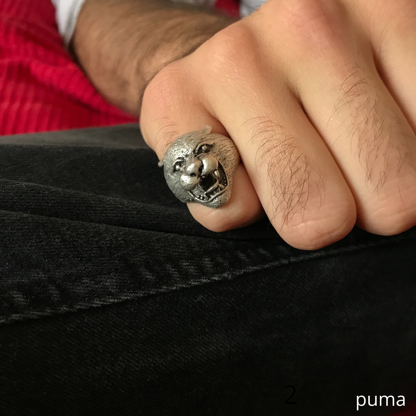 Lion Ring Men Sterling Silver Puma Tiger Adjustable Ring - Etsy UK
