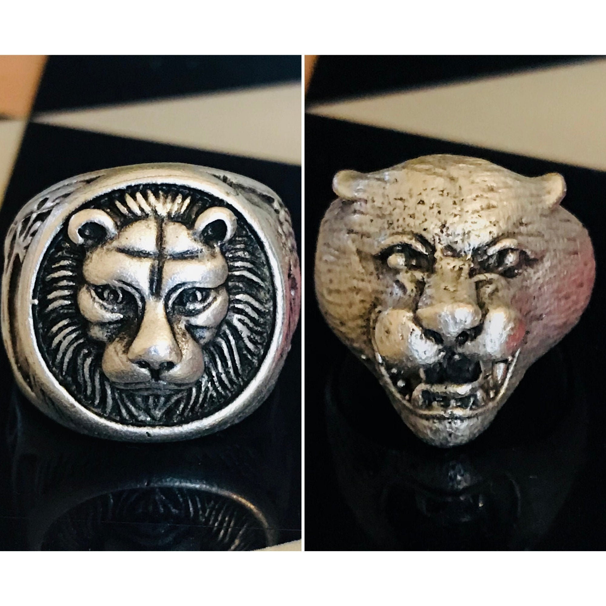 Lion Ring Men Sterling Silver Puma Tiger Adjustable Ring - Etsy UK