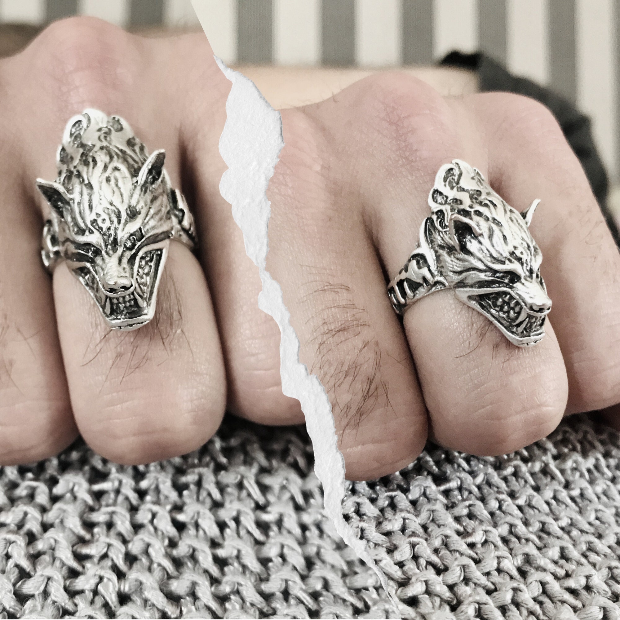 Wolf Sterling Silver Men's Signet Ring Werewolf Ring Wild - Etsy