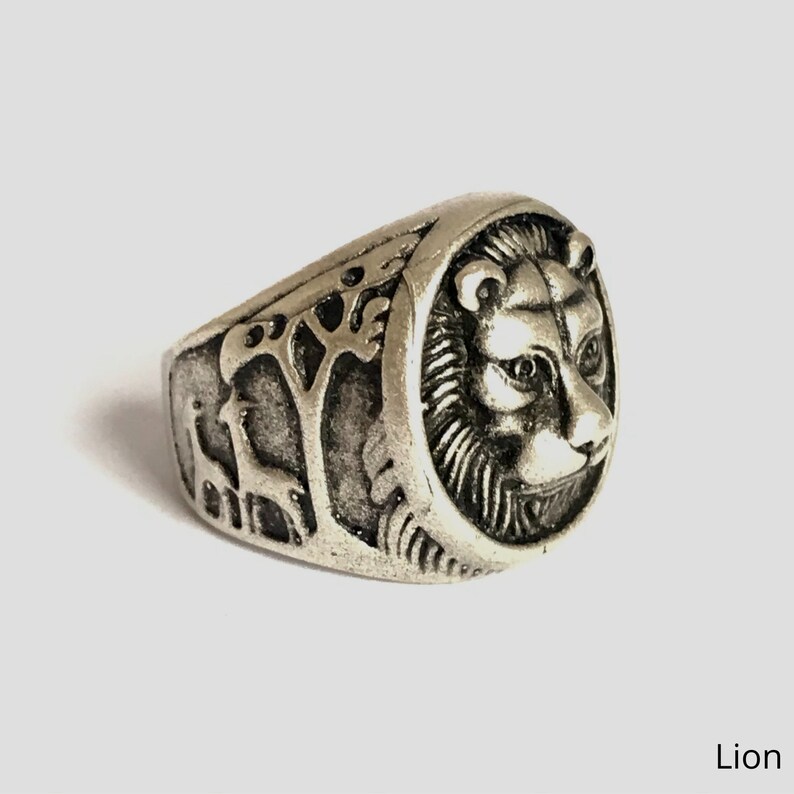 Lion Ring Men Sterling Silver Puma Tiger Adjustable Ring - Etsy UK