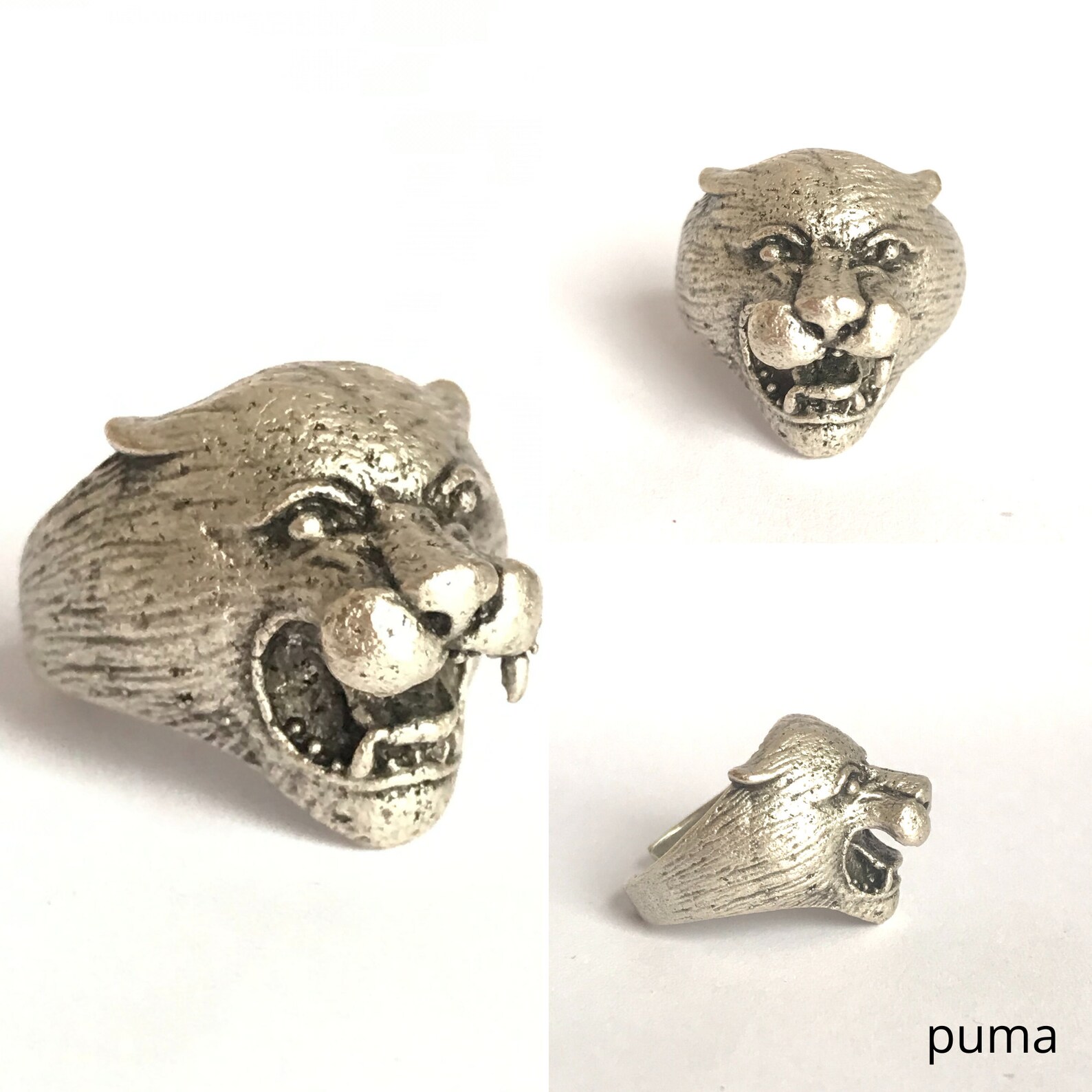 Lion Ring Men Sterling Silver Puma Tiger Adjustable Ring - Etsy UK