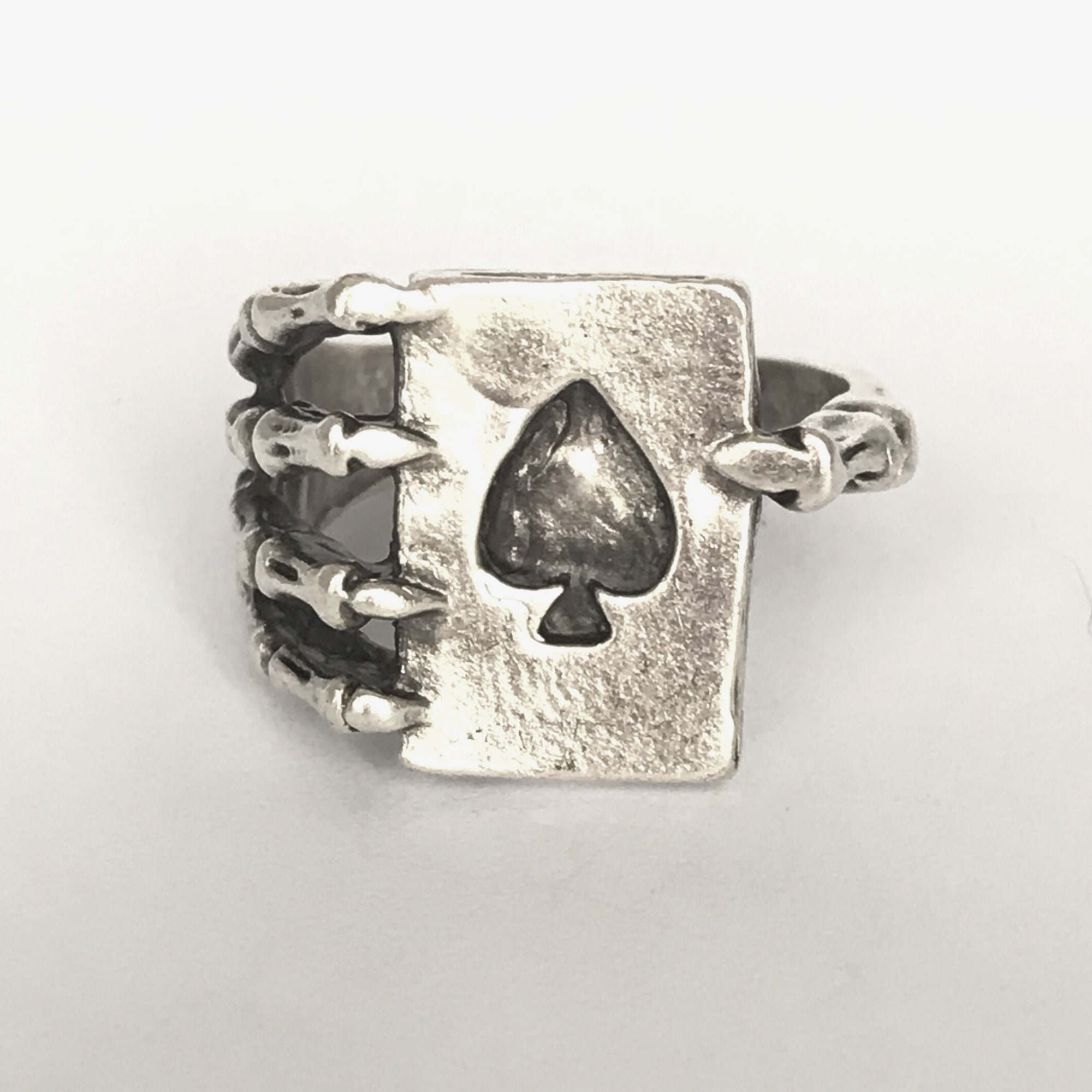 Ace of Spades Skull Ring Gambling Poker Ring Black Jack Clubs | Etsy