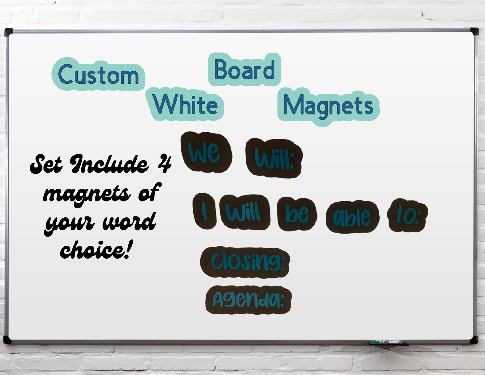 Custom White Board Magnets Set of 4 Magnets Teacher | Etsy