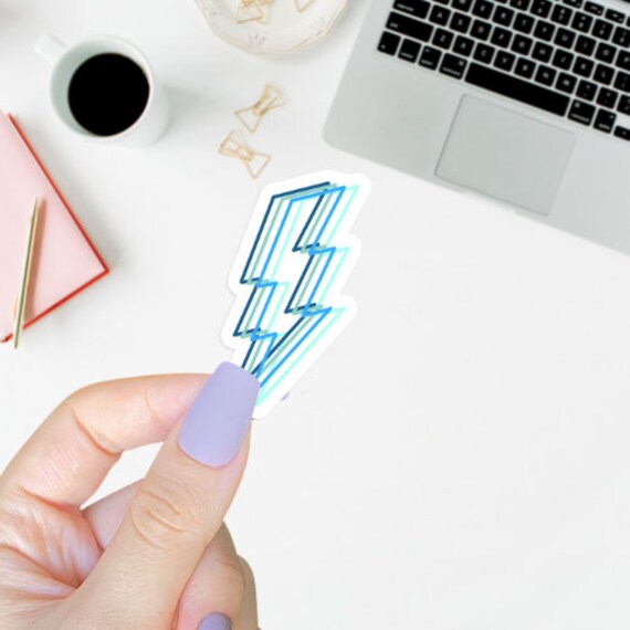Teal and Blue Lightning Bolt Sticker | Etsy