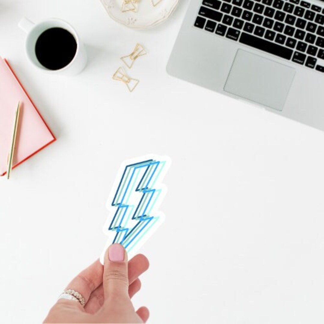 Teal and Blue Lightning Bolt Sticker - Etsy