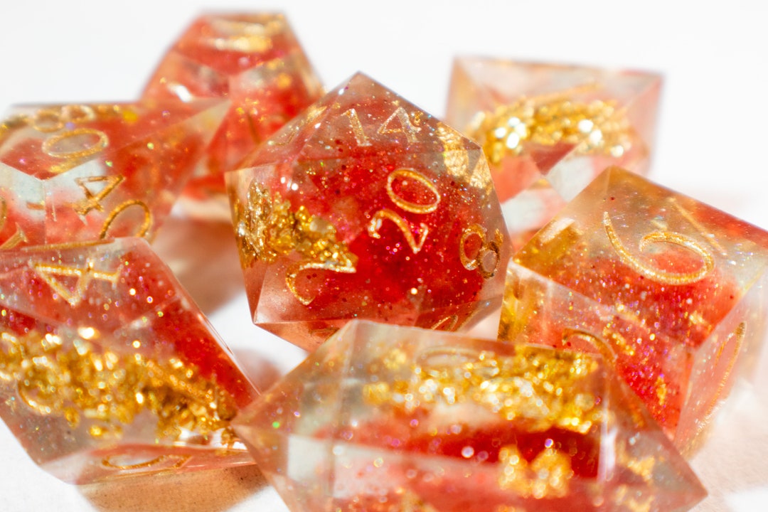 Full Sharp-edged Dnd Geode Dice Set for Ttprgs - "gilded Clouds" - Etsy