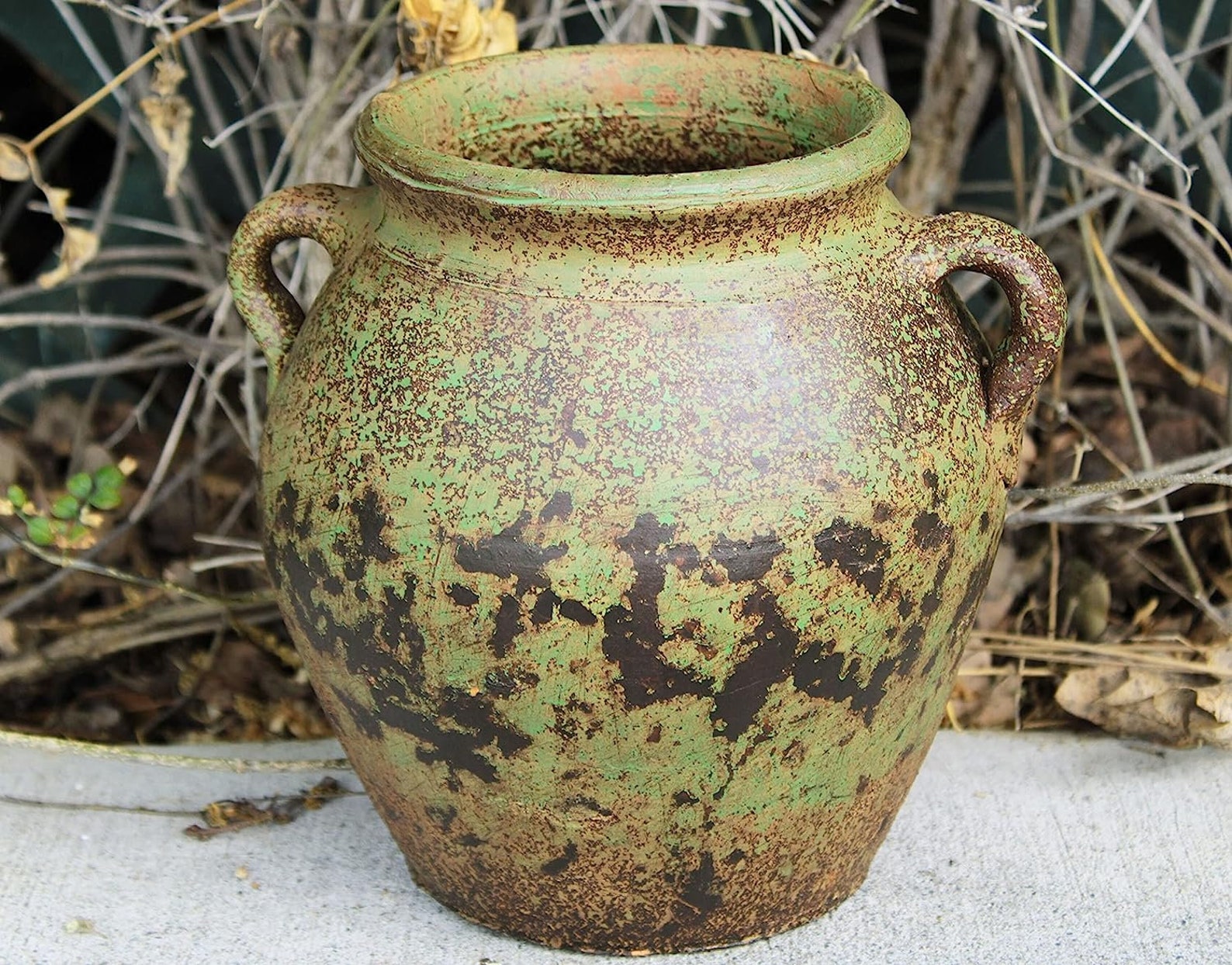 Hand-painted Fat Belly Green Earthen Ware Terra-cotta Vessel/planter ...