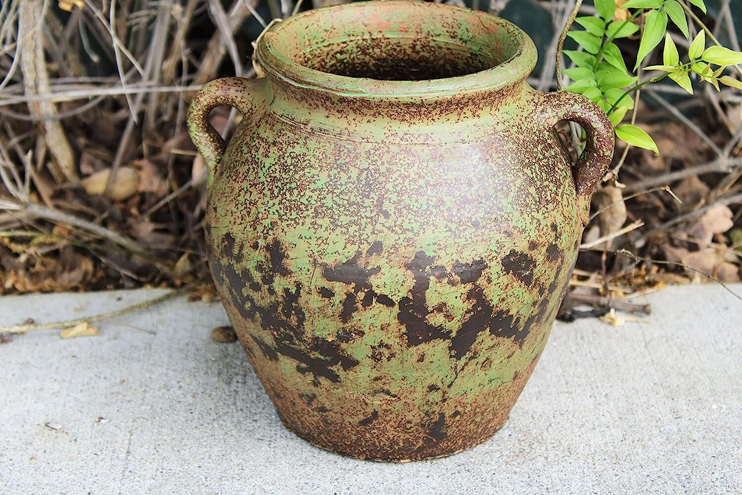 Hand-painted Fat Belly Green Earthen Ware Terra-cotta Vessel/planter ...