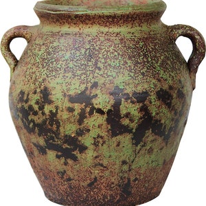 Hand-painted Fat Belly Green Earthen Ware Terra-cotta Vessel/planter ...