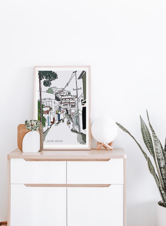 India Landour Bazaar Mussoorie Graphic Wall Decor Wall | Etsy