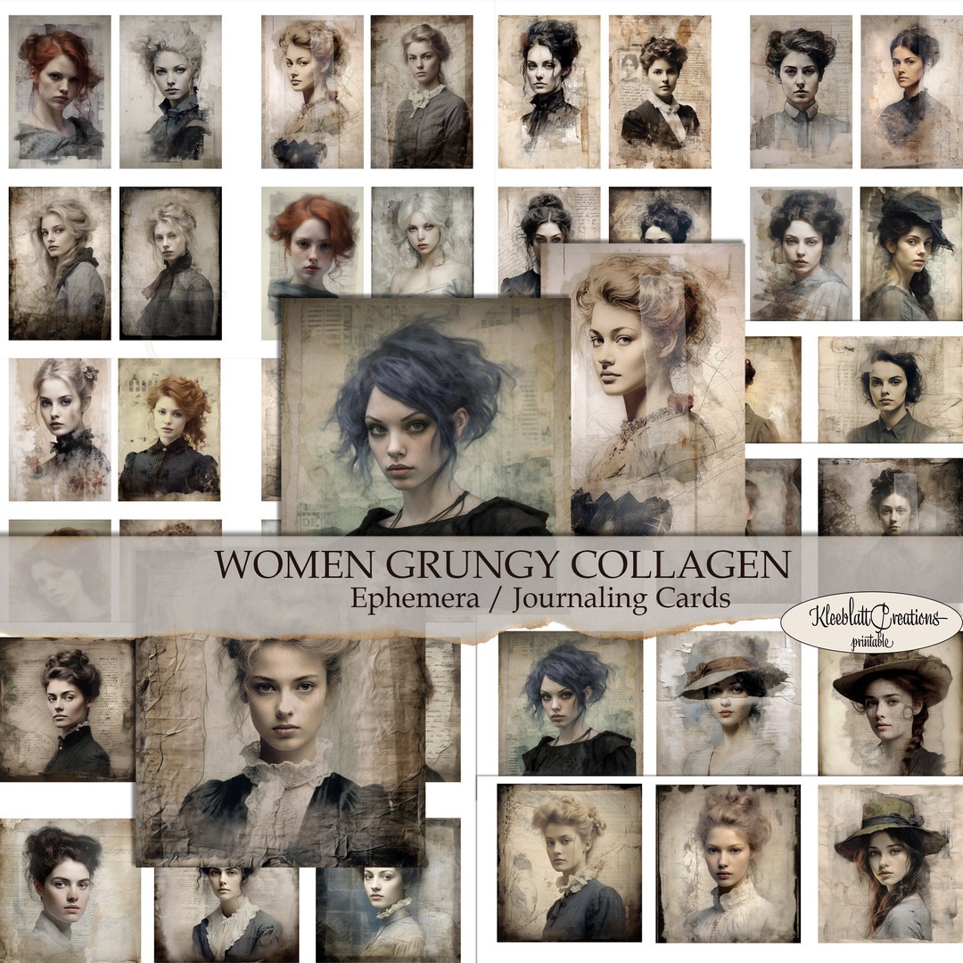 WOMEN GRUNGE Collages, Portraits, Printable Ephemera, Embellishments ...