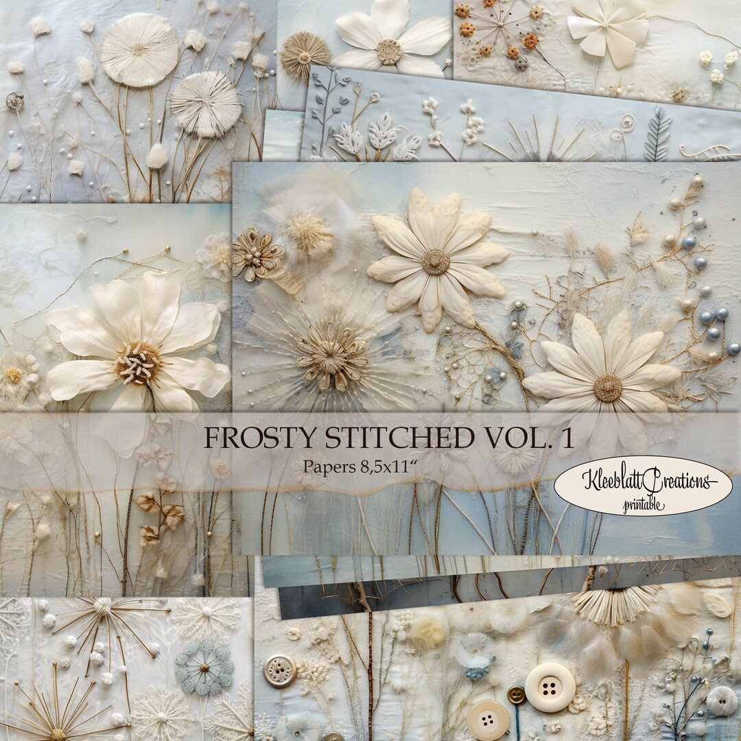 FROSTY STITCHED Vol.1 Junk Journal Pages to Download, Digital Paper ...
