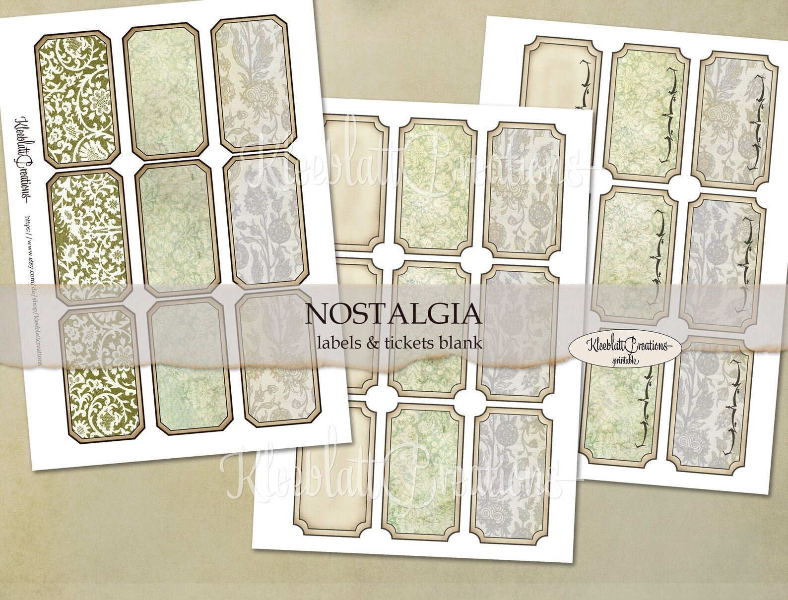 NOSTALGIA Labels & Tickets Blank , Vintage Junk Journal Embellishments ...