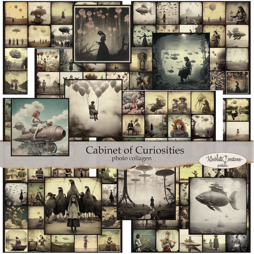 Cabinet of Curiositis Photo Collages, Printable Ephemera ...