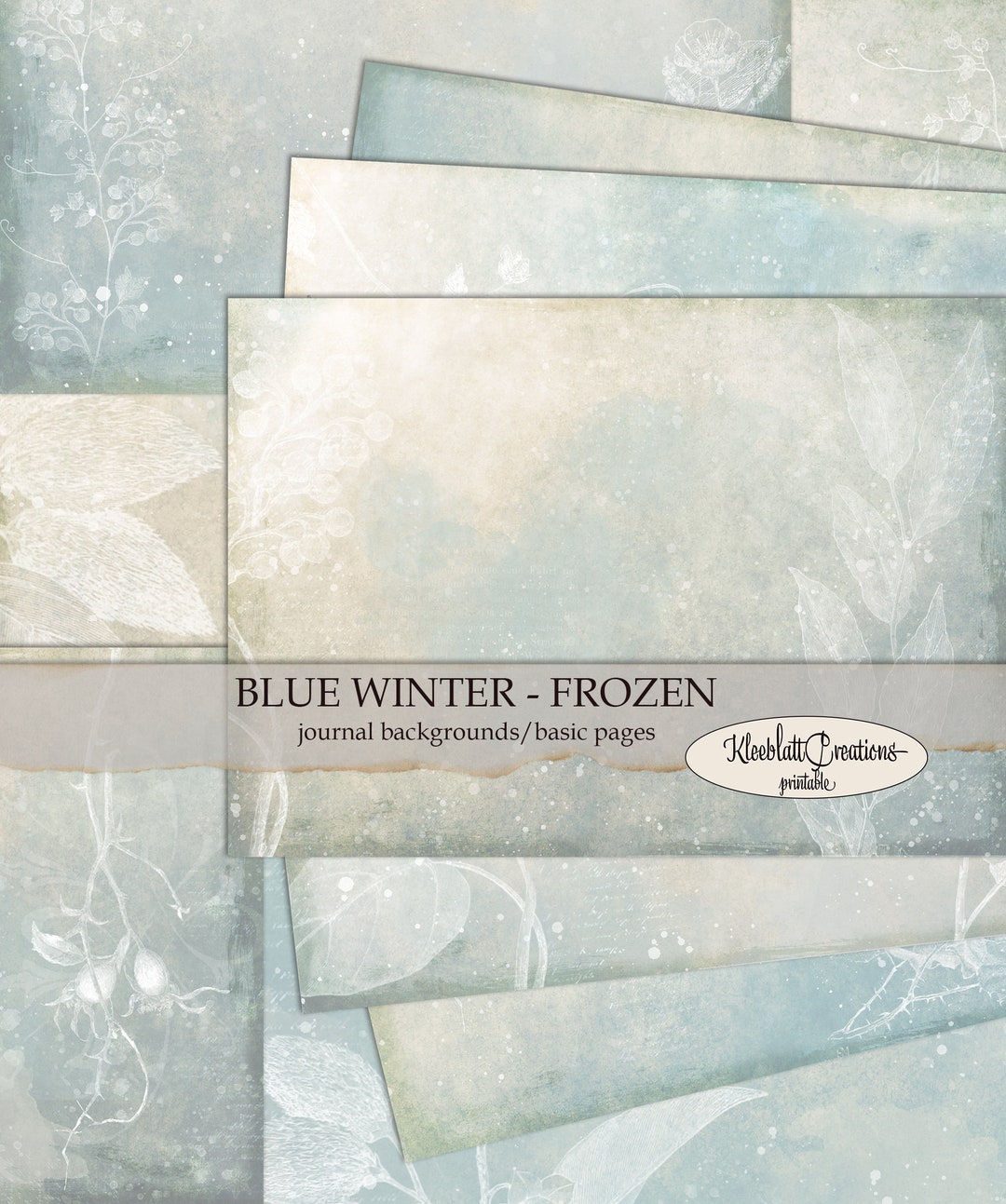 BLUE WINTER FROZEN Journal Basic Pages Collage Papers - Etsy