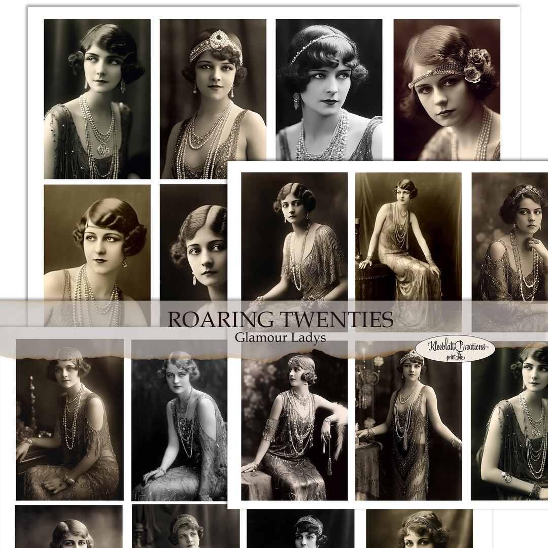 ROARING TWENTIES Glamor Ladys Printable Journaling Cards, Junk Journal ...