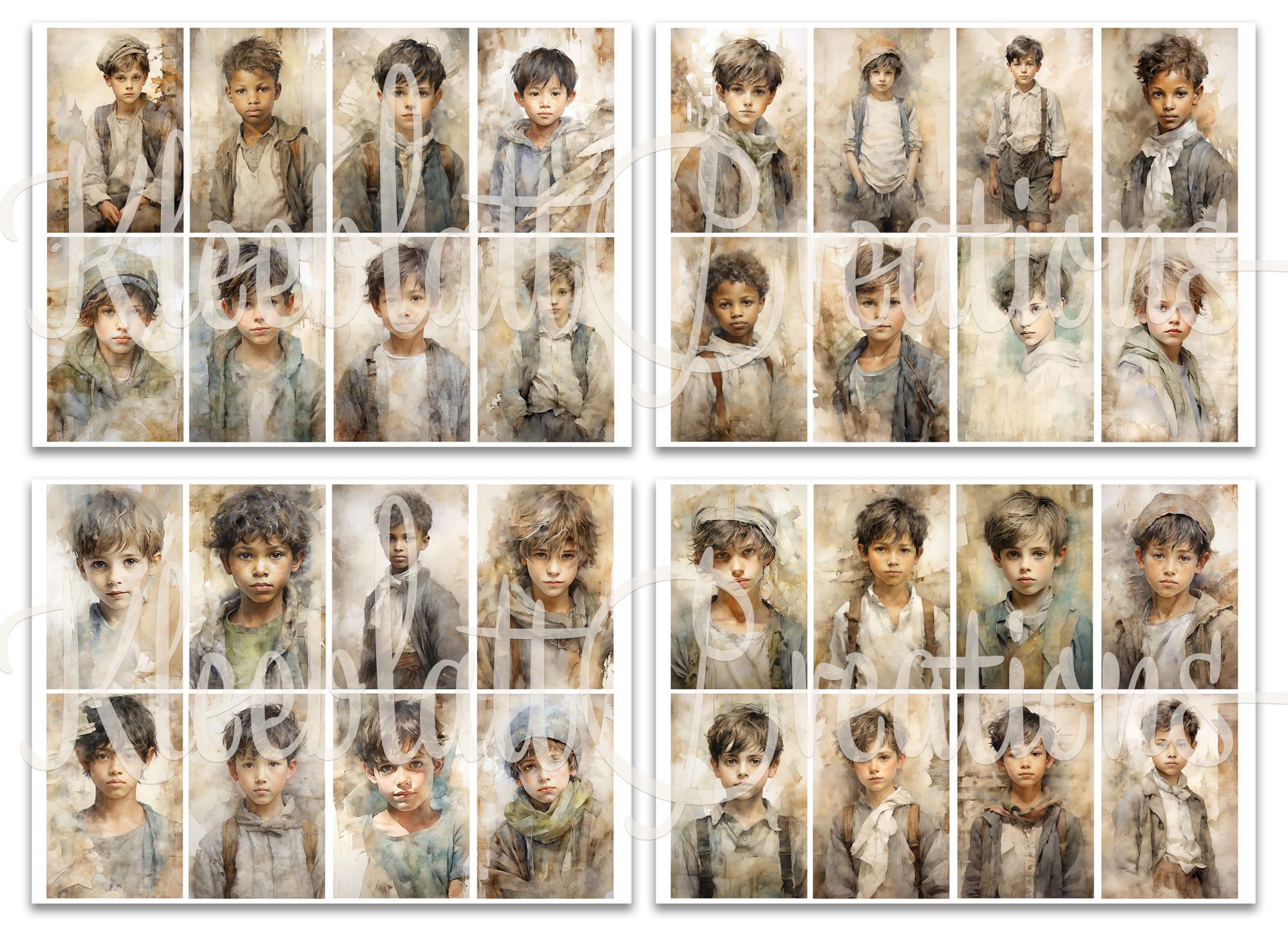 THE BOYS Portraits, Watercolor Boys Pictures, Ephemera, Embellishments ...