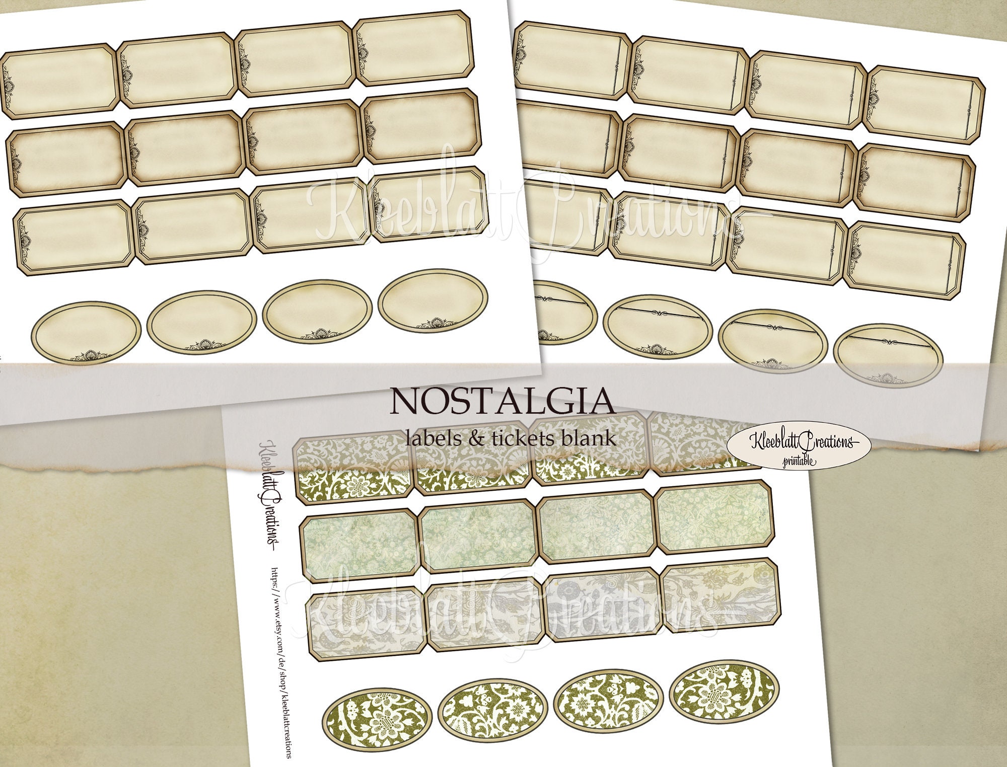 NOSTALGIA Labels & Tickets Blank , Vintage Junk Journal Embellishments ...