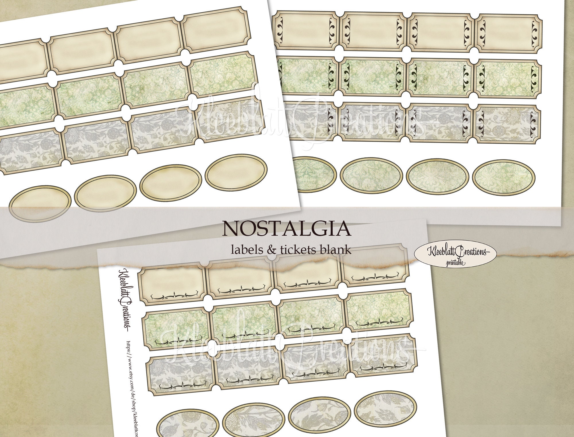 NOSTALGIA Labels & Tickets Blank , Vintage Junk Journal Embellishments ...