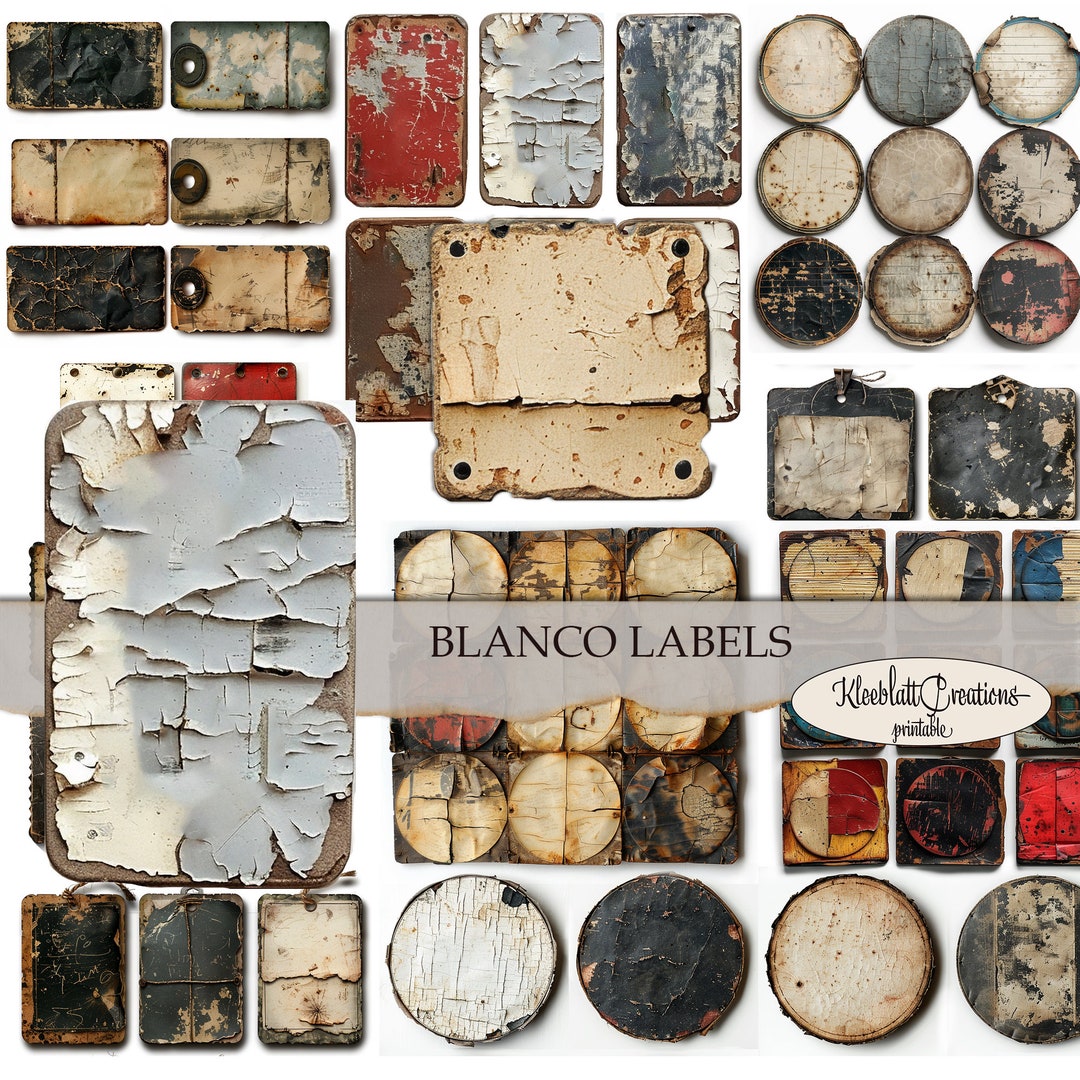 BLANCO LABELS Grungy Vintage Labels, Blank Labels, Ephemera, Collage ...