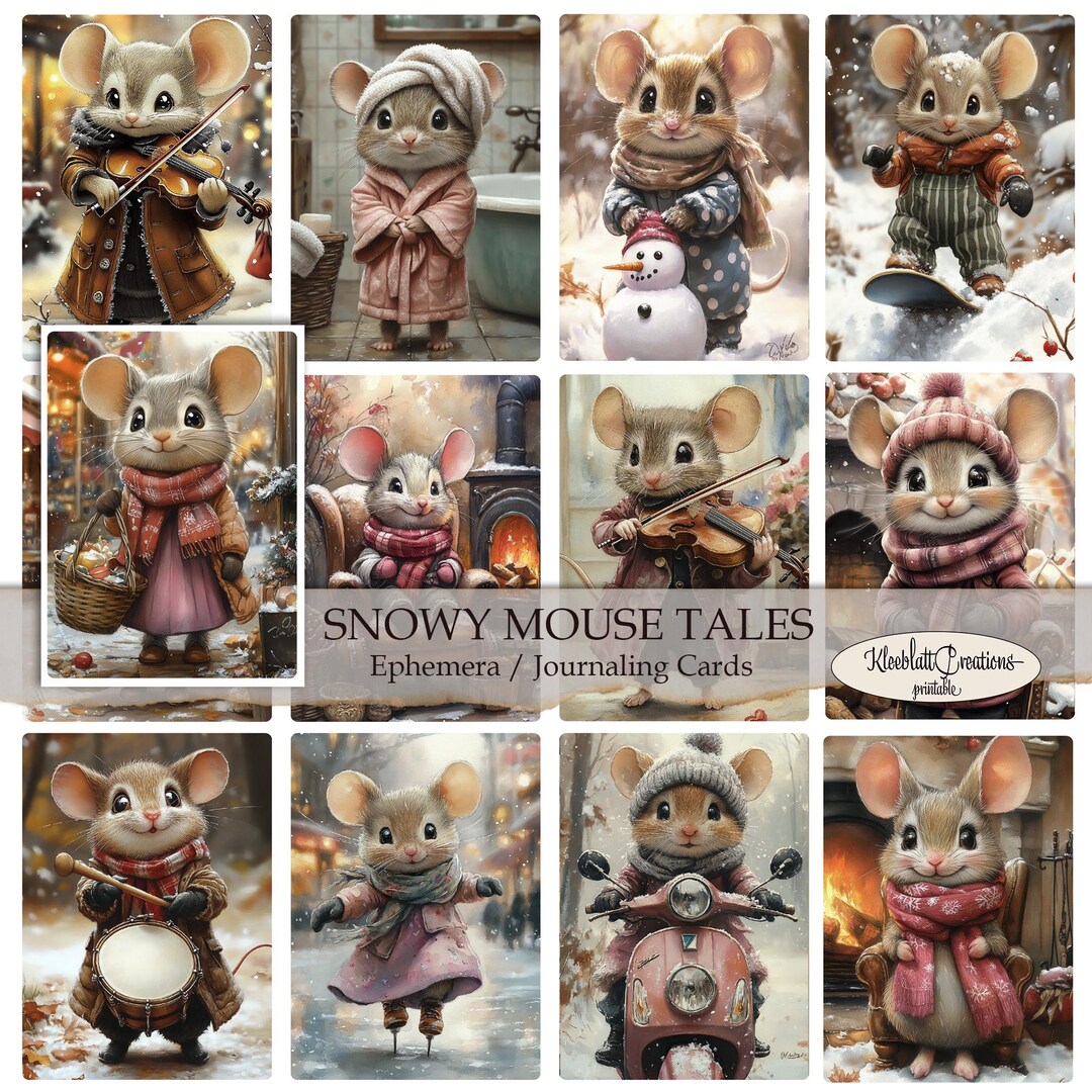 SNOWY MOUSE TALES, Printable Ephemera, Embellishments, Journaling Cards ...