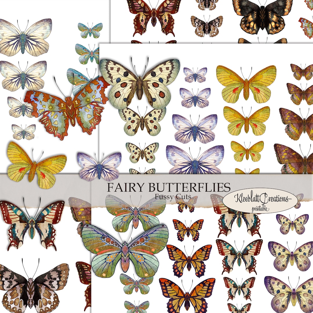FAIRY BUTTERFLIES, Embellishments, Junk Journal Stickers, Bullet ...