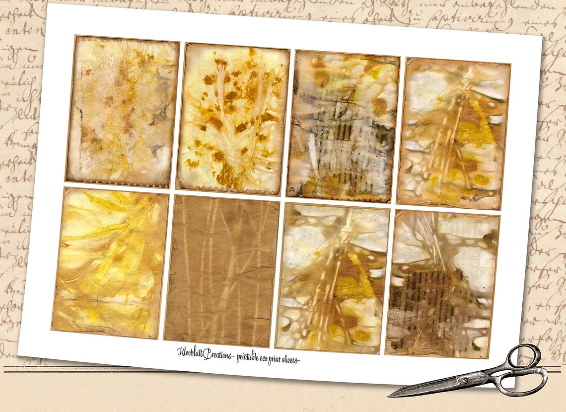 ATC Flowers Eco Print, printable Collage Sheet, Digital Ephemera ...