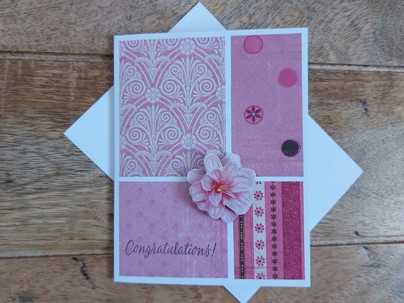Pink Flower Congratulations Card Greeting Card Card for Her | Etsy
