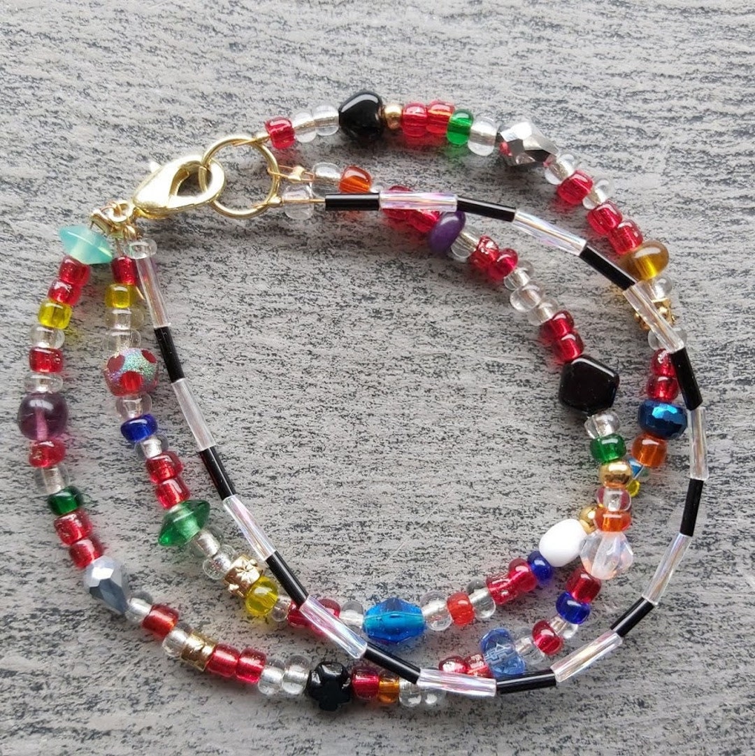 Colourful Multi Strand Strung Beaded Bracelet, Minimalist Bracelet ...