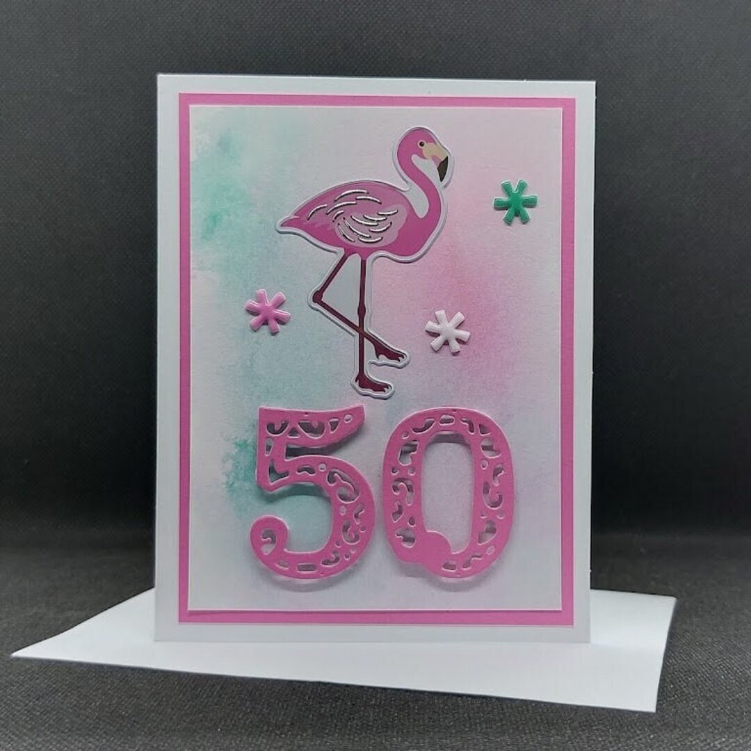 50th Birthday Card, Greeting Card, Card for Her, Pink Flamingo Card - Etsy