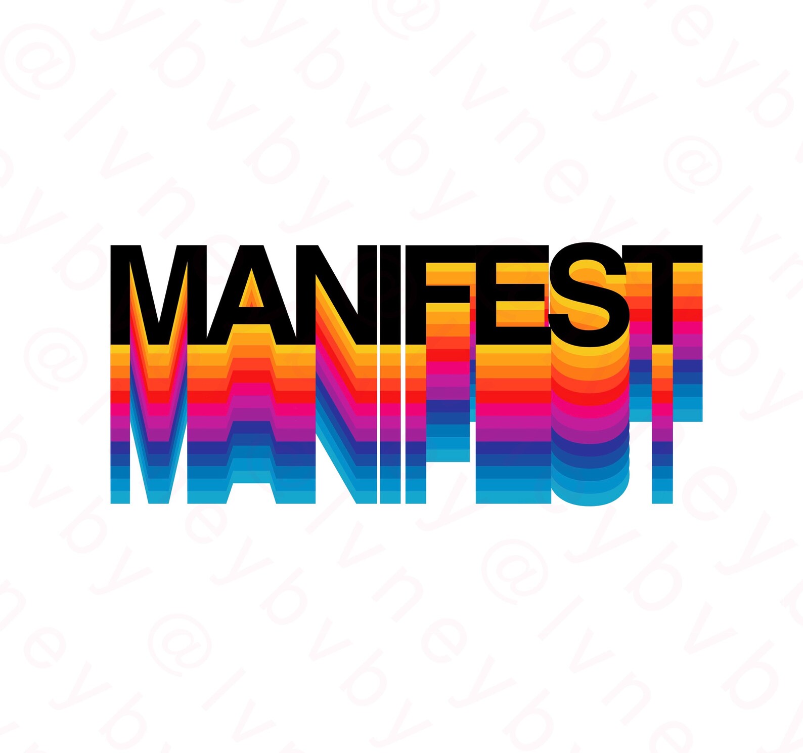 MANIFEST Art Print 80s Retro Font Word Wall Art Rainbow White | Etsy