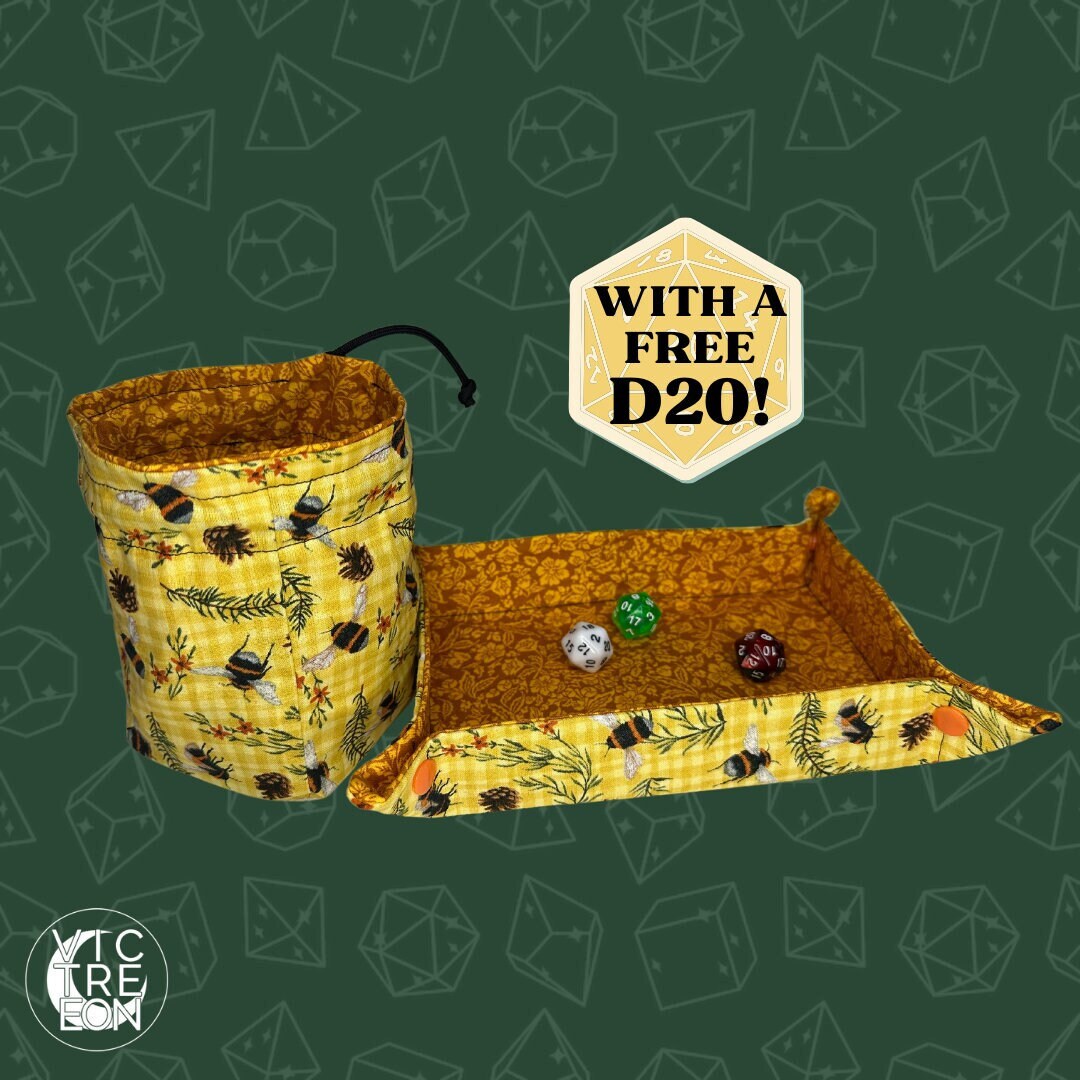 Folding Dice Tray & Matching Dice Bag Set bumble Bee Print - Etsy