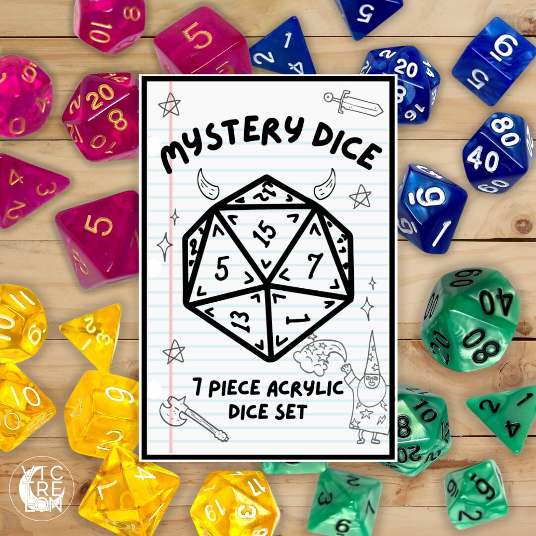 Mystery 7 Piece Dnd Dice Set - Etsy