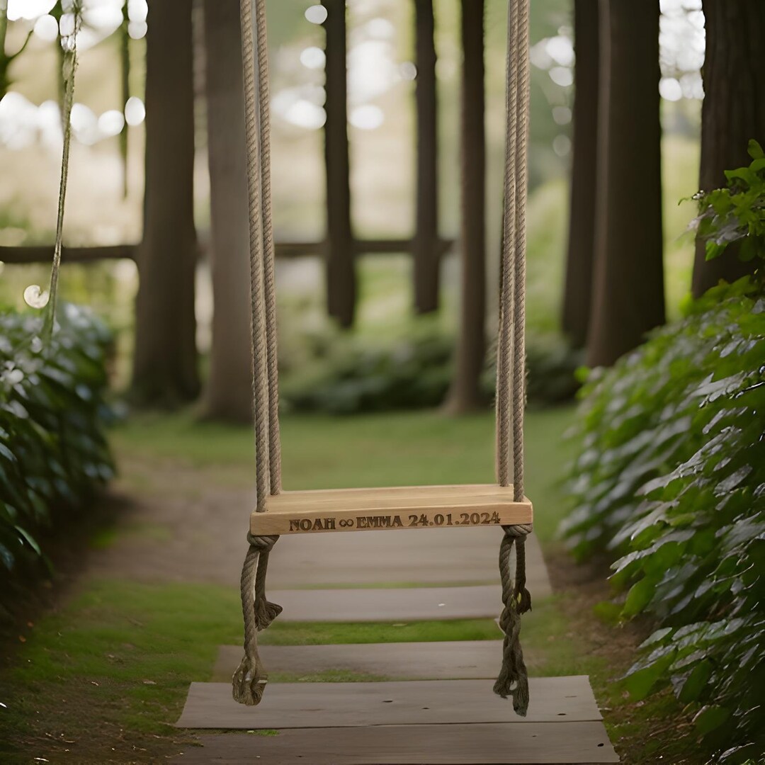 Personalized Wedding Tree Swing Wooden Rope Swing Backyard Outdoor ...