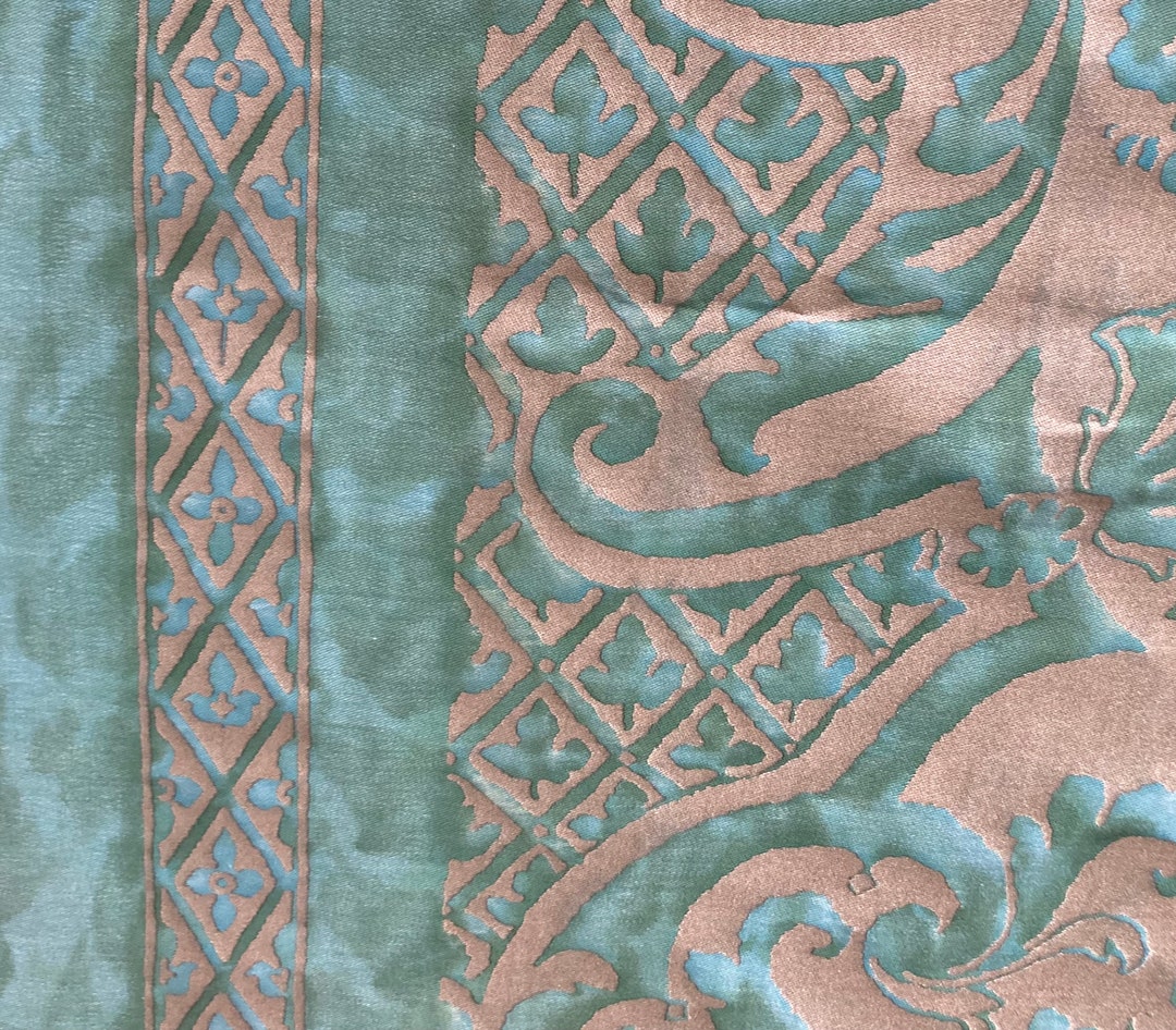 One Yard Aunthentic Fortuny Fabric, CARNAVALET Peacock and Gold - Etsy