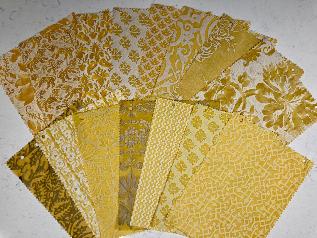 Premier Fortuny Fabric Samples. FIFTEEN Pieces of Yellow and Gold - Etsy