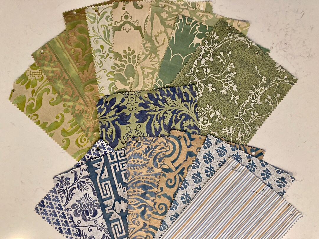 16 Fortuny Fabric Samples - 16 Pieces in Blues and Greens - Etsy